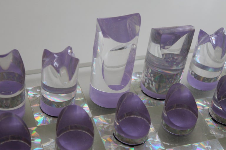 Mod Psychedelic Lucite Chess Set with Board at 1stDibs | trippy chess ...