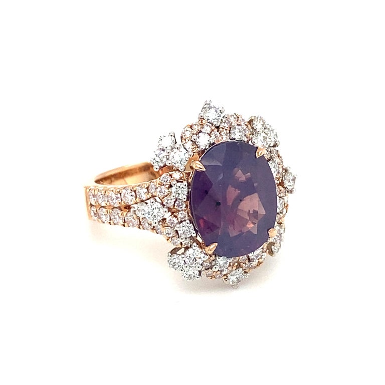 Modani 3 Carat Oval Kashmir Sapphire and Diamond Ring in 18 Karat Rose ...