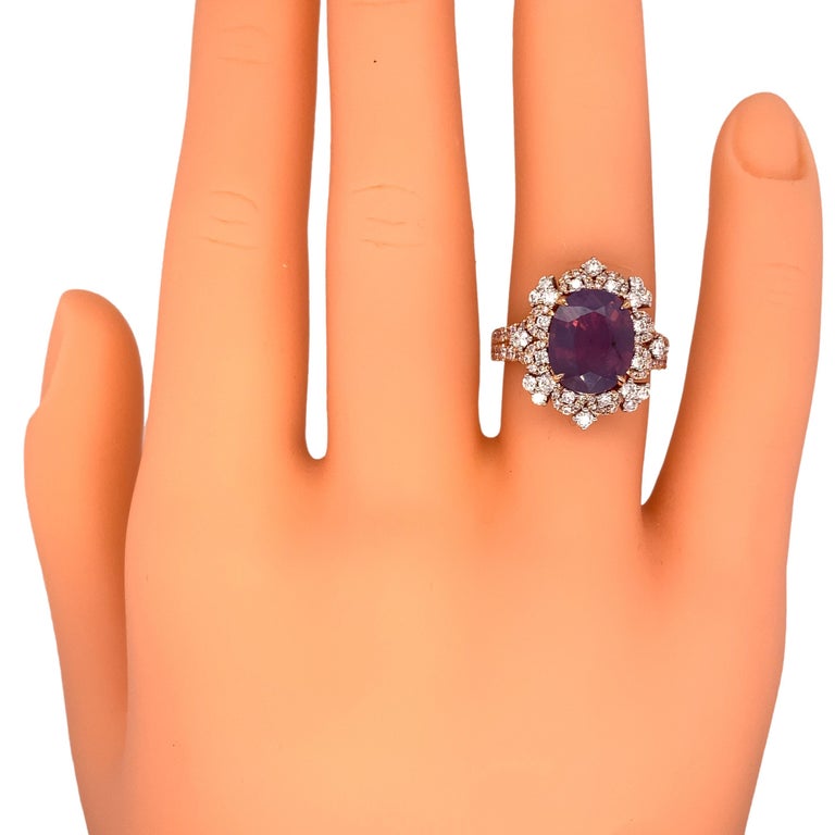 Modani 3 Carat Oval Kashmir Sapphire and Diamond Ring in 18 Karat Rose ...