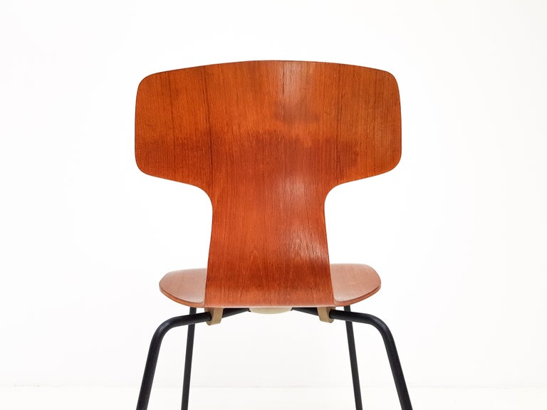 Model 3103 Teak Hammer Chairs by Arne Jacobsen for Fritz Hansen, 1955 ...