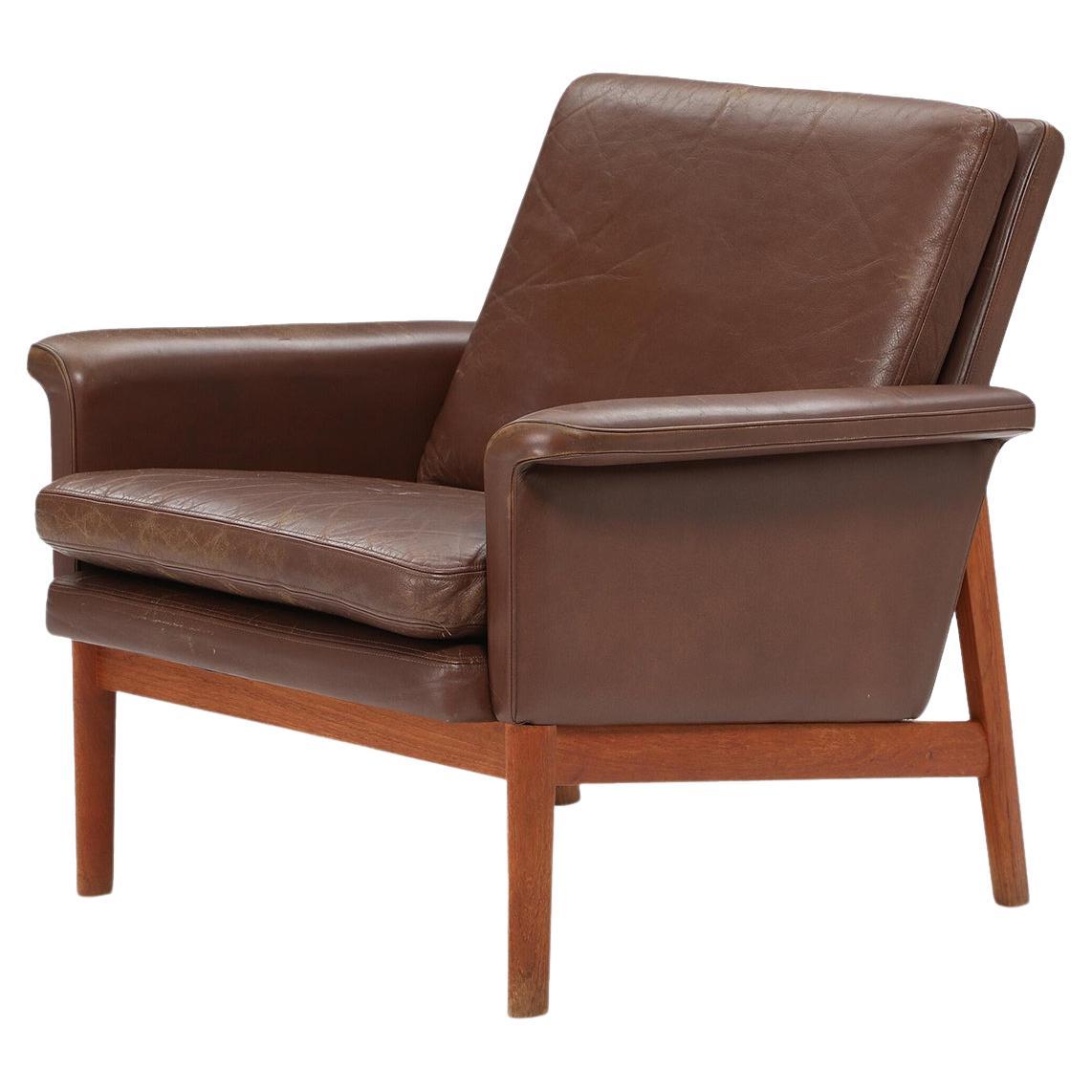 Scandinavian Modern Teak and Cognac Leather Lounge Chair by Finn Juhl ...