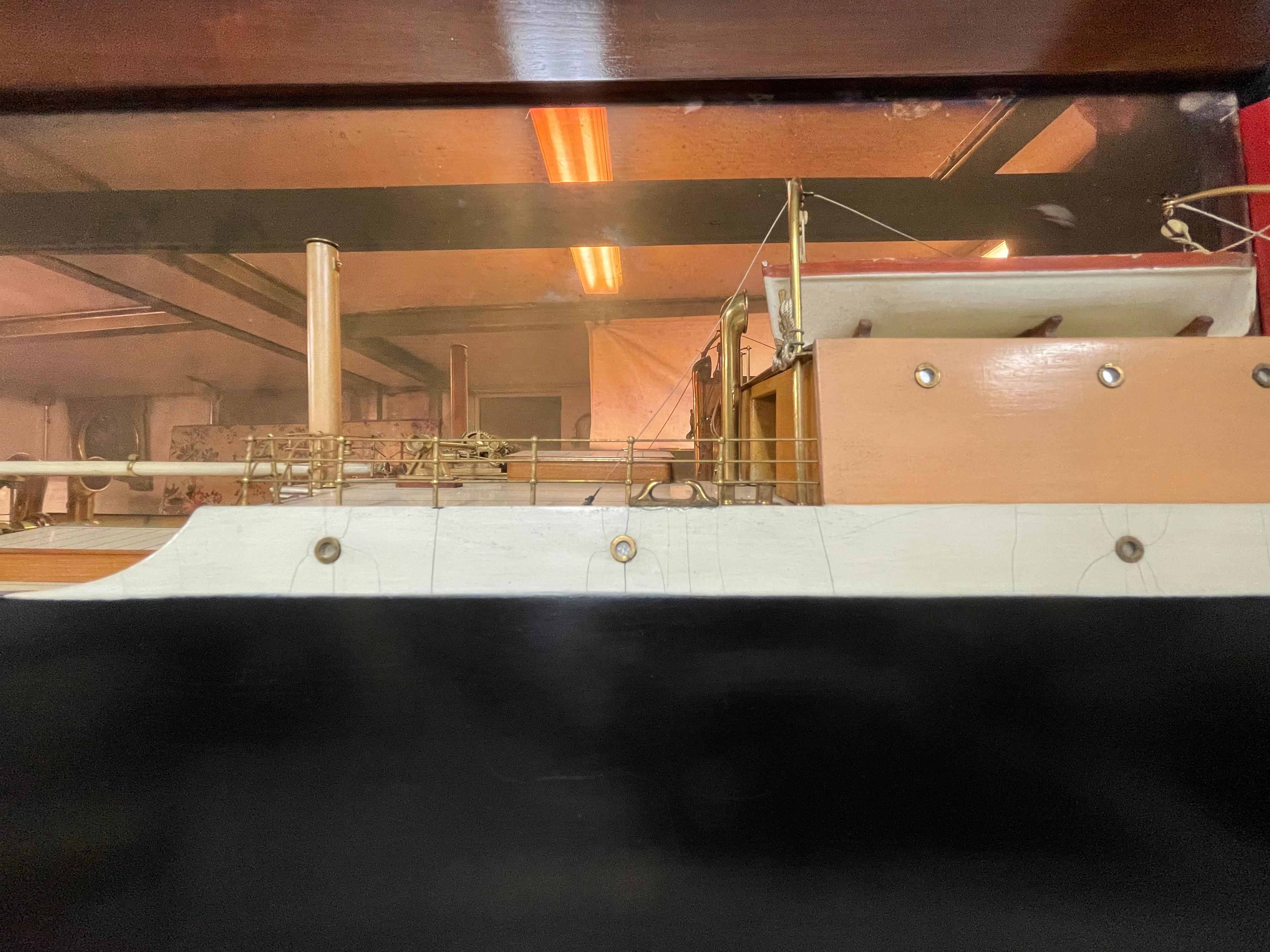 Fine Shipyard half hull model of the "Caldy Light" in its original wood ...