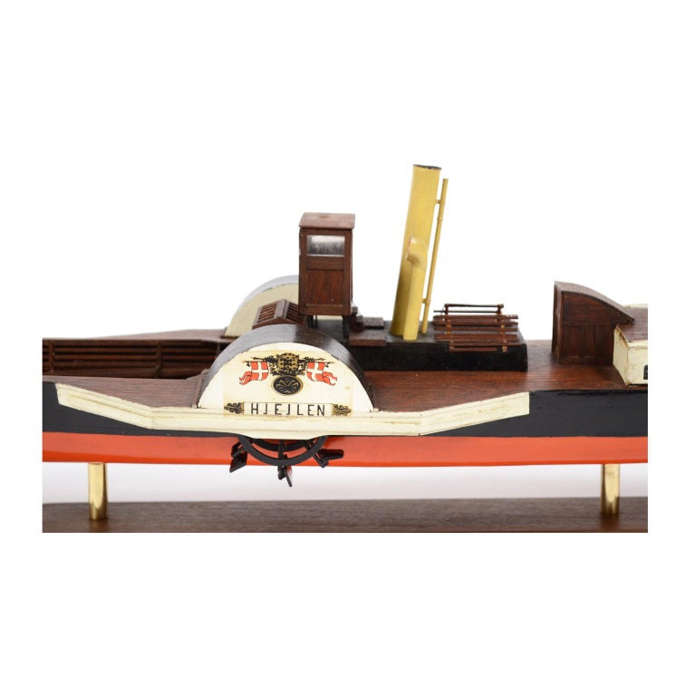 Model of the Danish Steamer Hjejlen, Black and Red Wood at 1stDibs