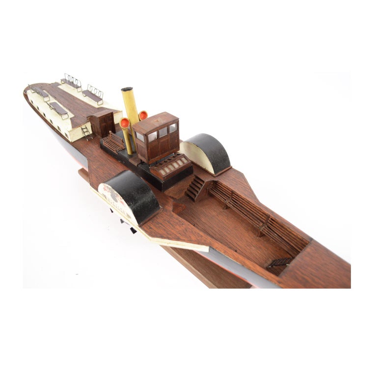 Model of the Danish Steamer Hjejlen, Black and Red Wood at 1stDibs