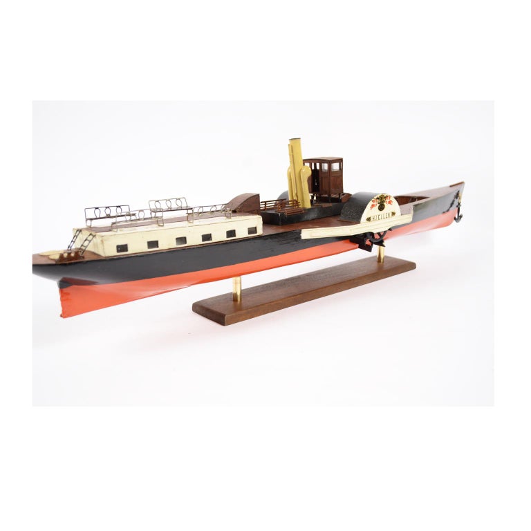 Model of the Danish Steamer Hjejlen, Black and Red Wood at 1stDibs