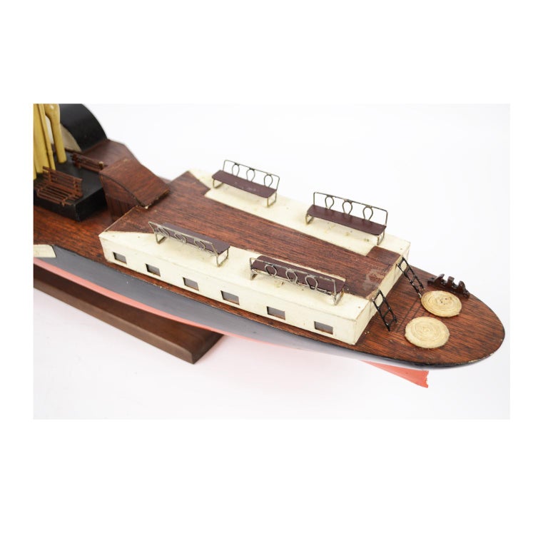 Model of the Danish Steamer Hjejlen, Black and Red Wood at 1stDibs
