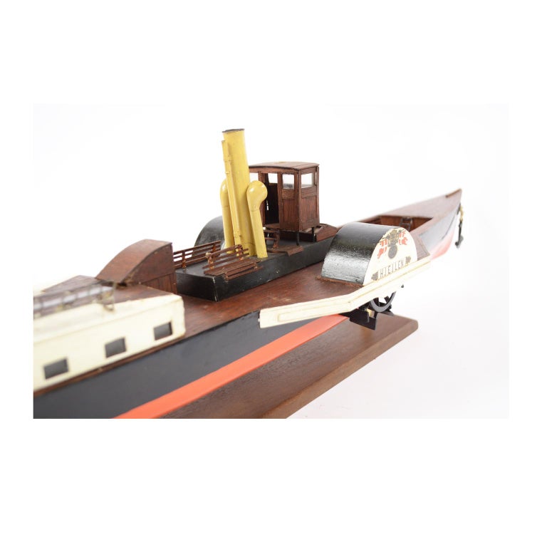 Model of the Danish Steamer Hjejlen, Black and Red Wood at 1stDibs