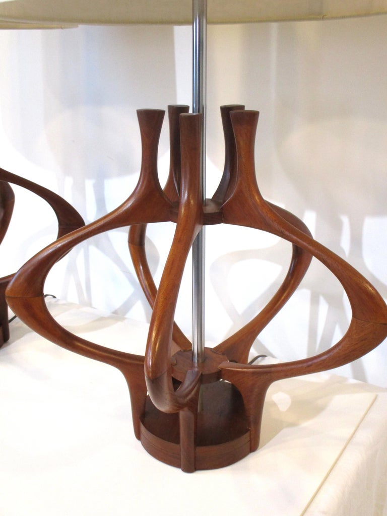 Modeline Danish Styled Walnut Table Lamps at 1stDibs