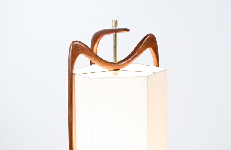 Modeline of California Sculpted Walnut Lamp with New Linen Shade For ...