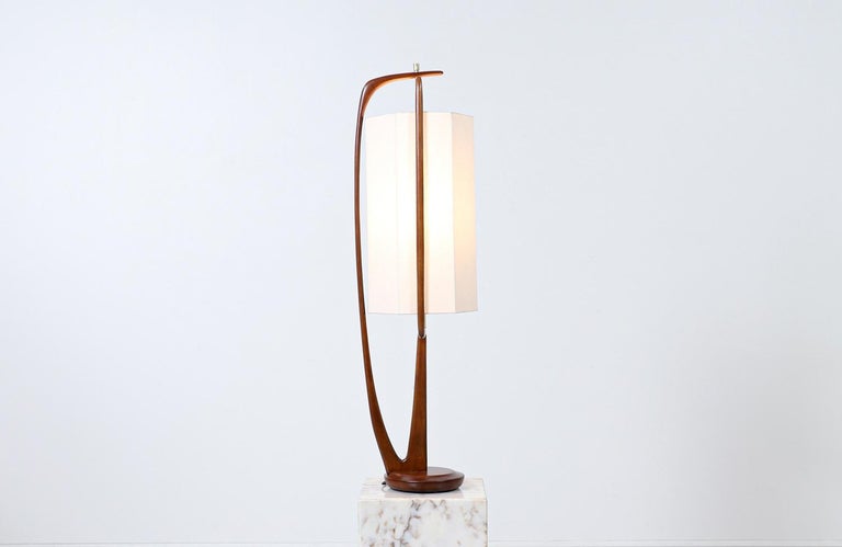 Modeline of California Sculpted Walnut Lamp with New Linen Shade For ...