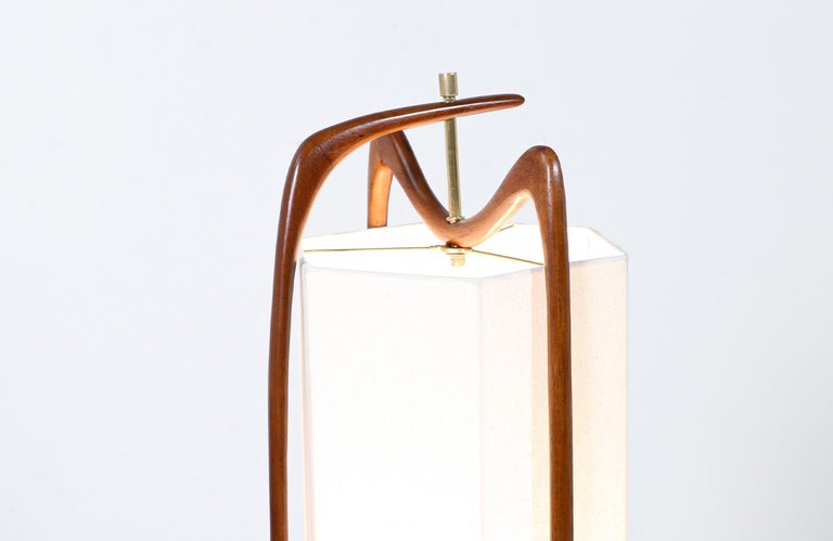 Modeline of California Sculpted Walnut Lamp with New Linen Shade For ...