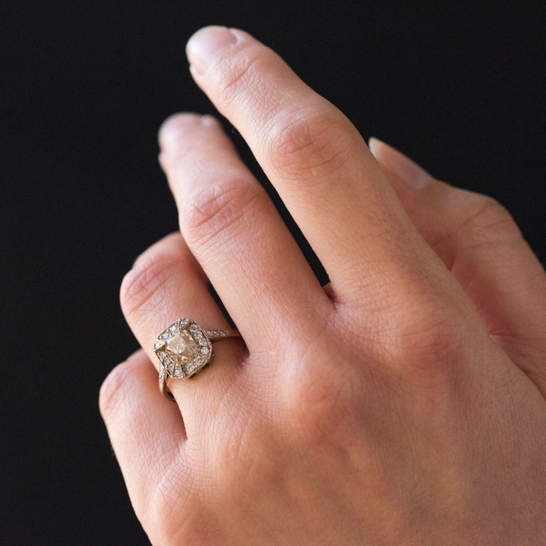 Modern 1.40 Carat Champagne Diamond White Gold Ring For Sale at 1stDibs ...