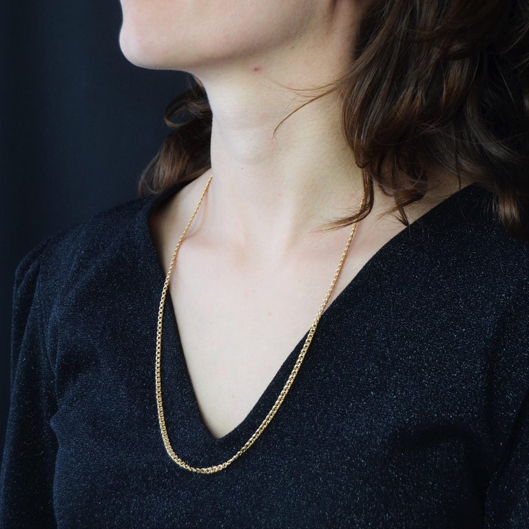 Modern 18 Karat Yellow Gold Chiseled Flatened Convict Mesh Chain For ...