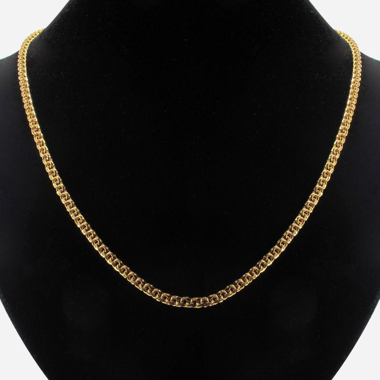 Modern 18 Karat Yellow Gold Chiseled Flatened Convict Mesh Chain For ...