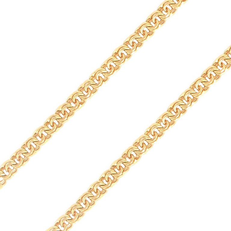 Modern 18 Karat Yellow Gold Chiseled Flatened Convict Mesh Chain For ...