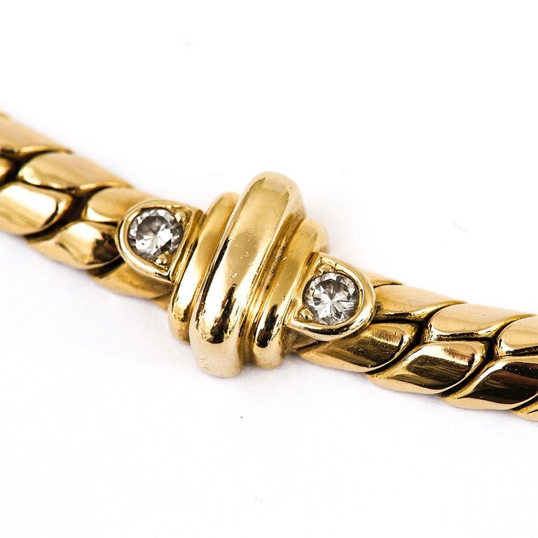 18 Karat Yellow Gold and Diamond Serpentine Necklace Collarette, circa ...