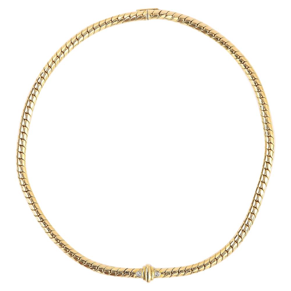 18 Karat Yellow Gold and Diamond Serpentine Necklace Collarette, circa ...
