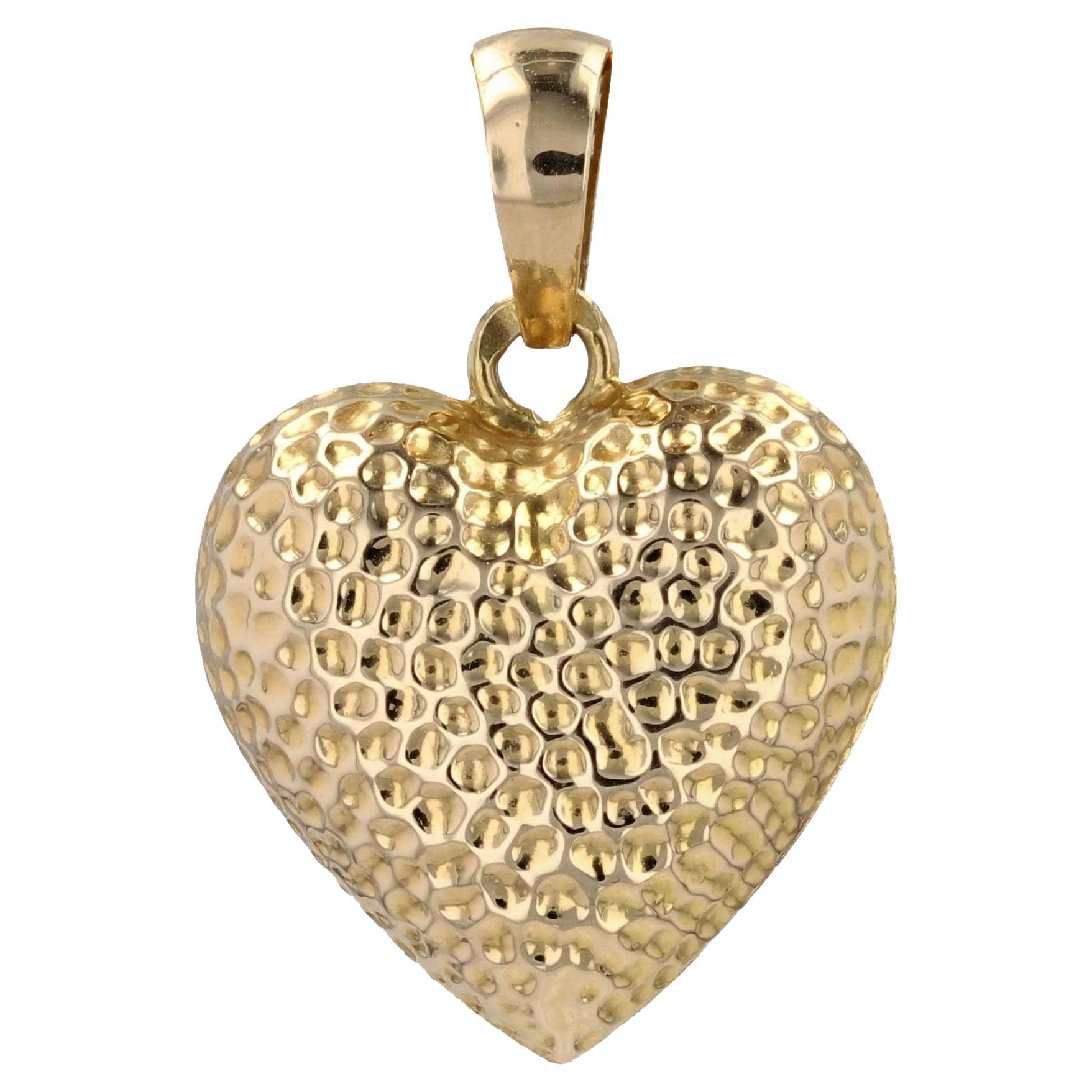 18 Karat Yellow Gold Japanese Red Coral Heart Shape Pendant Top with ...