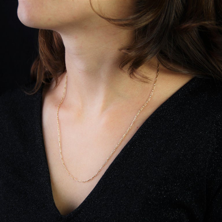 Modern 18 Karat Yellow Gold Staple Mesh Chain Necklace at 1stDibs