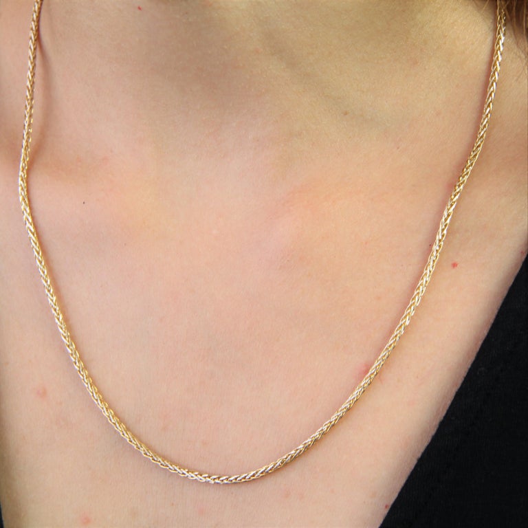 Modern 18 Karat Yellow White Gold Palm Tree Mesh Chain For Sale at 1stDibs