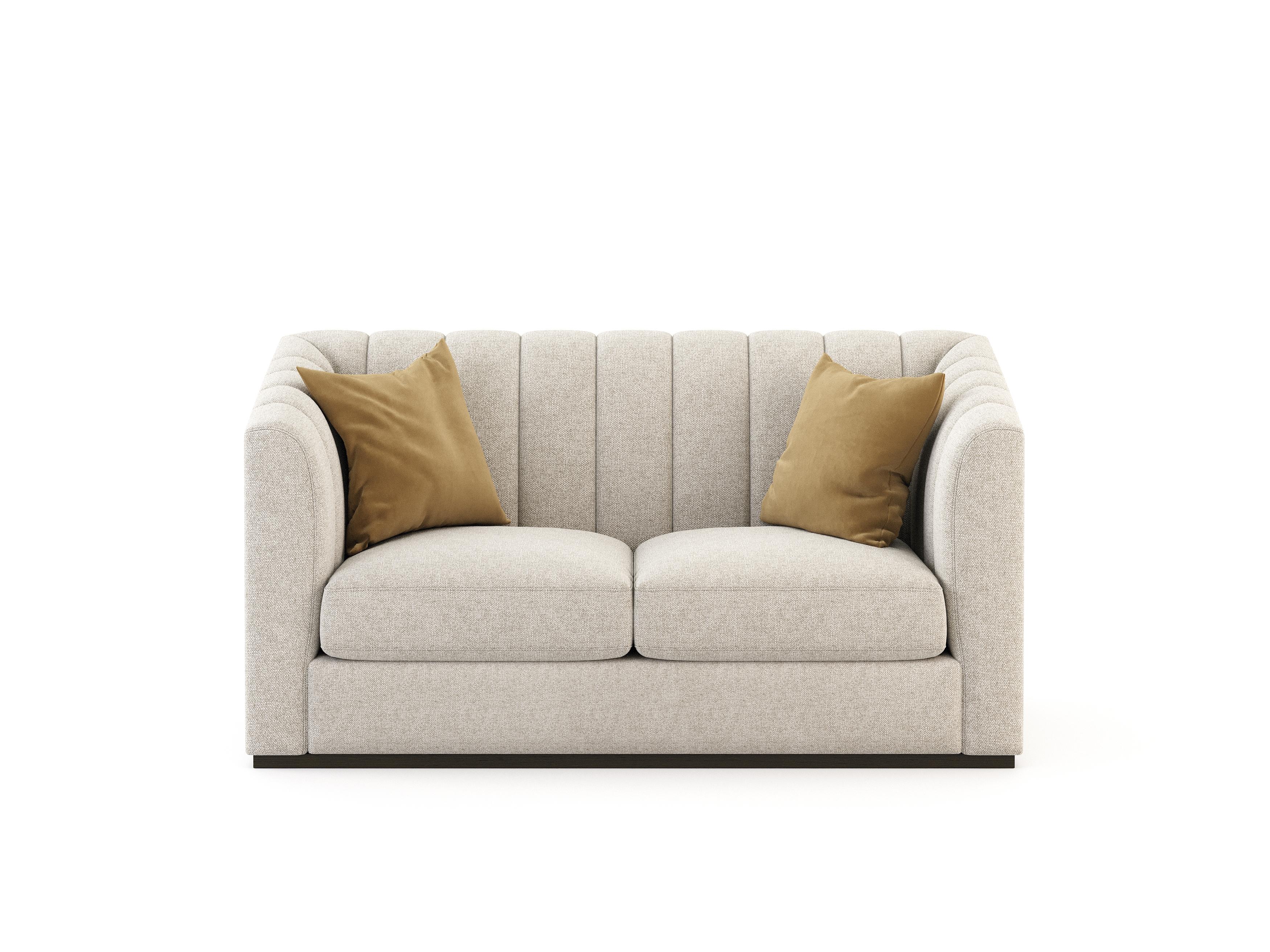 Modern 2 Seats Club Sofa Made with Wood and Textile, Handmade by ...