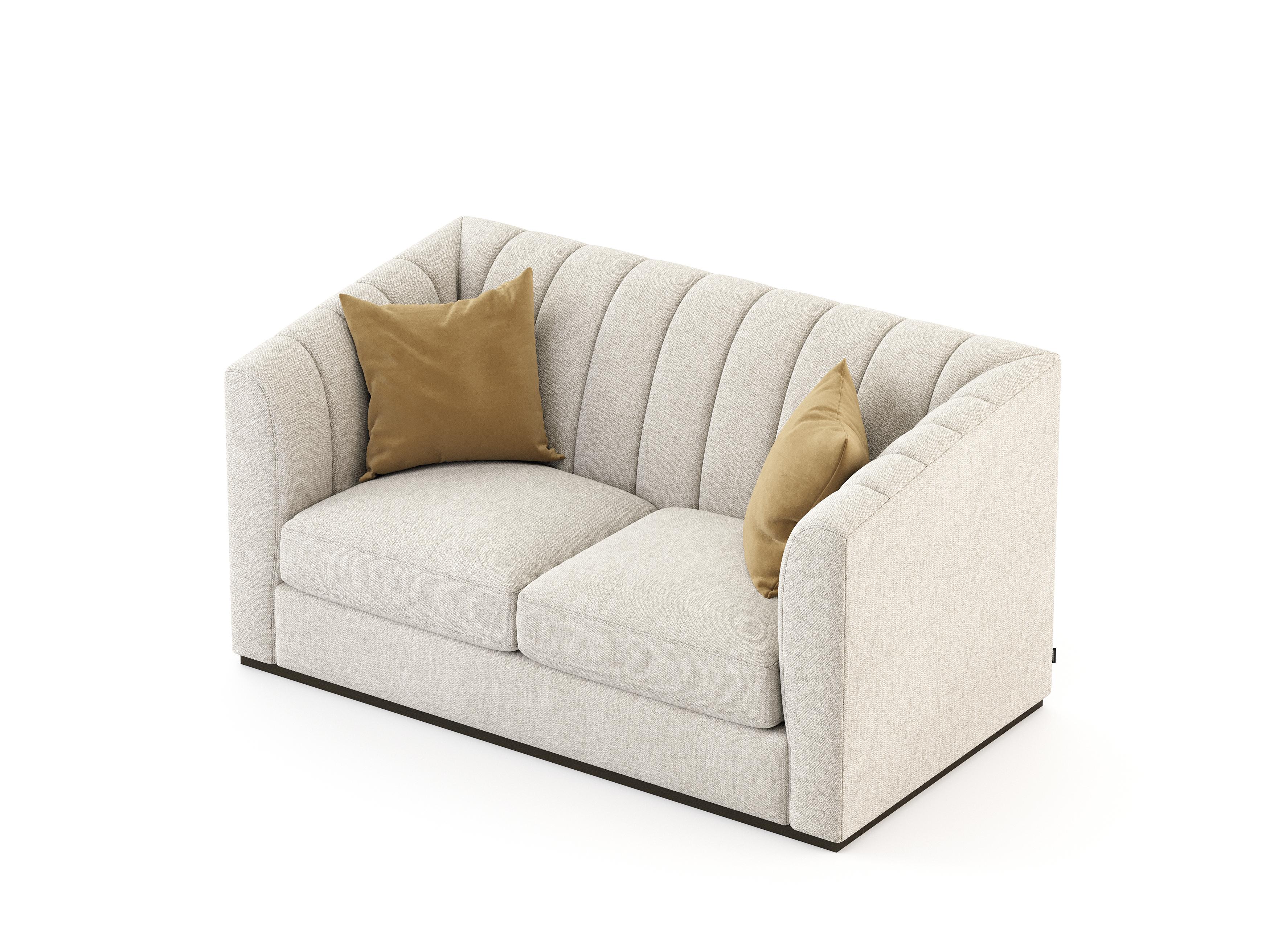 Modern 2 Seats Club Sofa Made with Wood and Textile, Handmade by ...