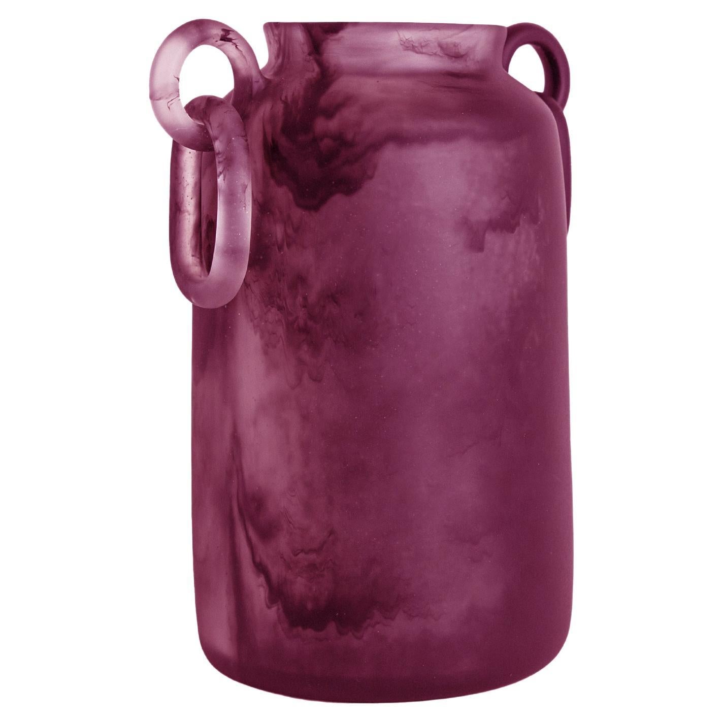 Modern 21st Century "Magenta Smoke High Mitla" Resin Vase from Mexico ...