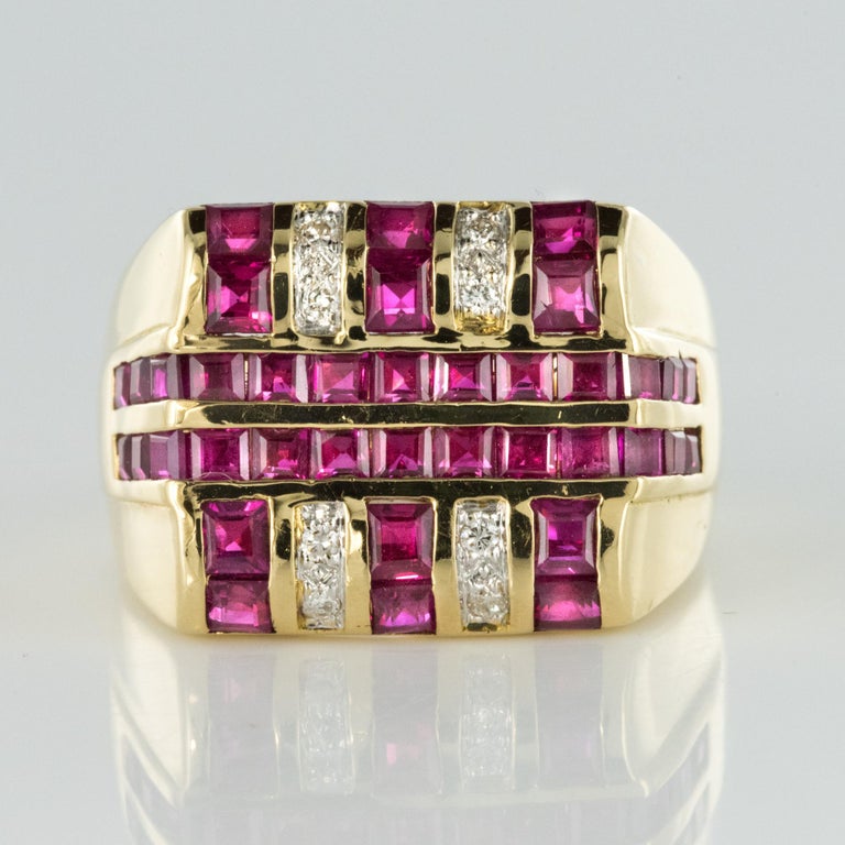 Modern 2.95 Carat Ruby Diamond Signet Ring For Sale at 1stDibs