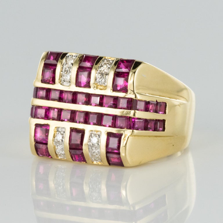 Modern 2.95 Carat Ruby Diamond Signet Ring For Sale at 1stDibs