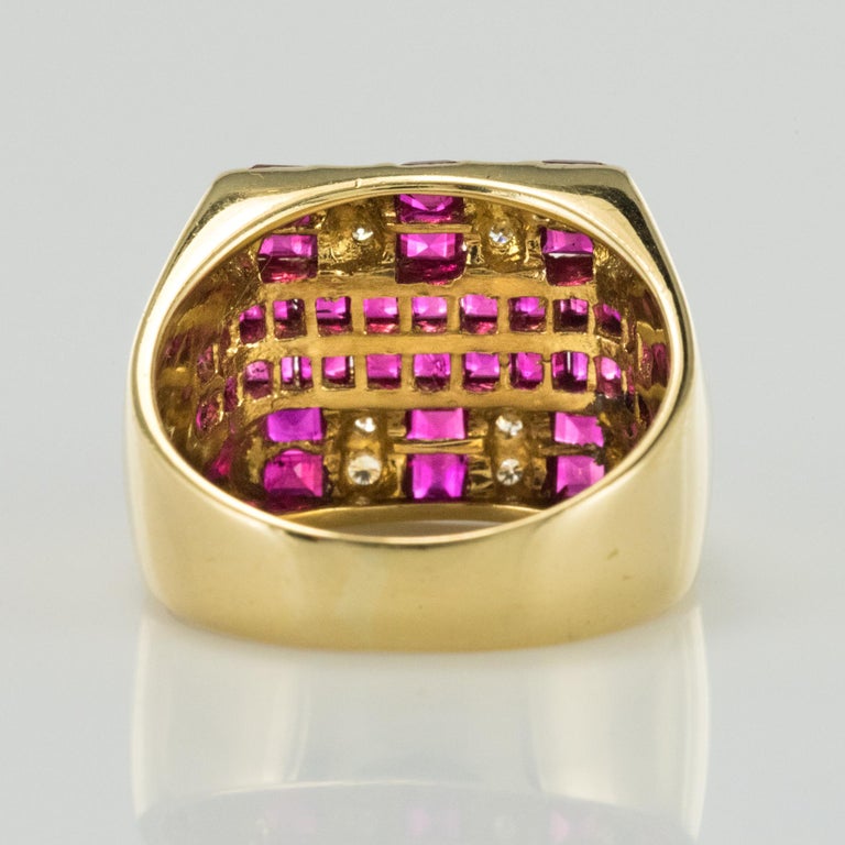 Modern 2.95 Carat Ruby Diamond Signet Ring For Sale at 1stDibs