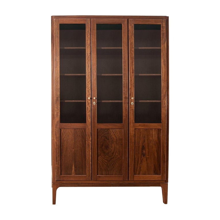 Modern 3-Doors Walnut Bookcase For Sale at 1stDibs