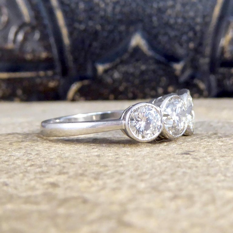 Modern 3.35 Carat Brilliant Cut Diamond Collar Set Five Stone Ring in ...