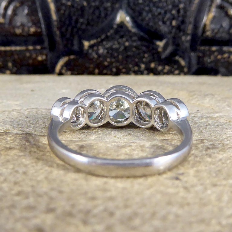 Modern 3.35 Carat Brilliant Cut Diamond Collar Set Five Stone Ring in ...