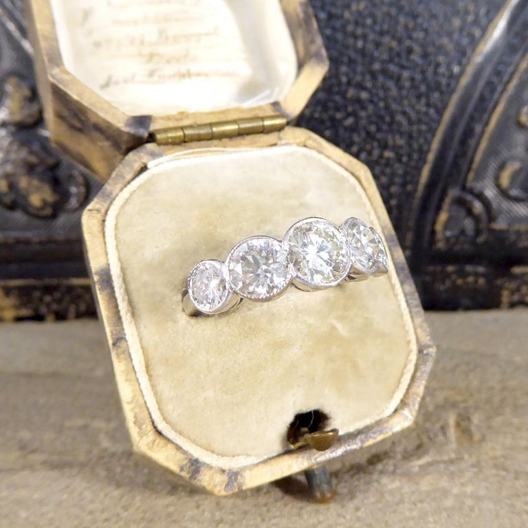 Modern 3.35 Carat Brilliant Cut Diamond Collar Set Five Stone Ring in ...