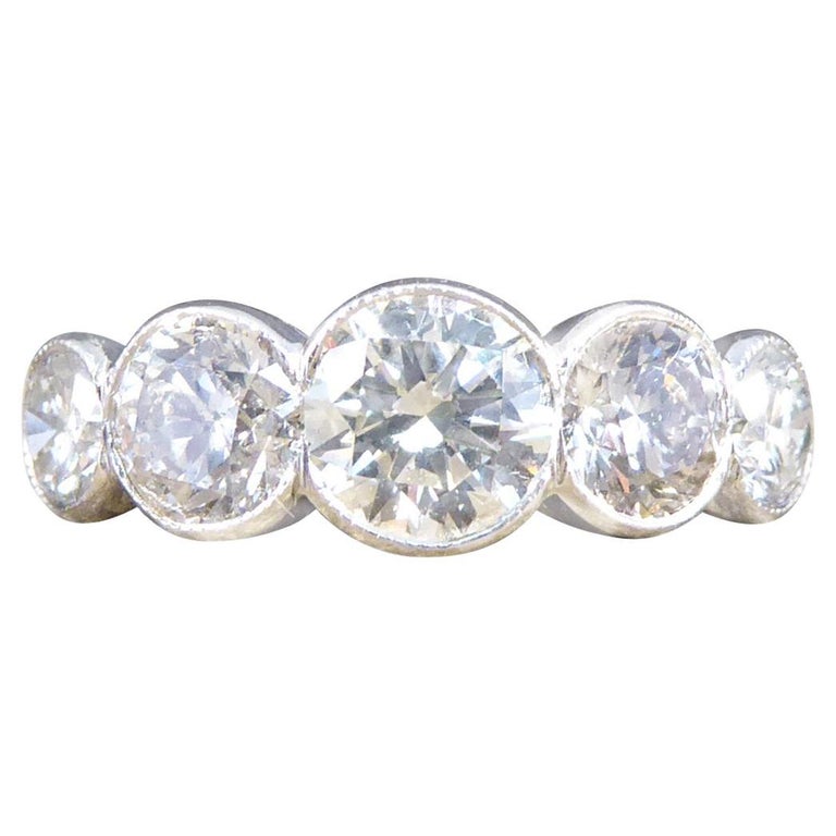 Modern 3.35 Carat Brilliant Cut Diamond Collar Set Five Stone Ring in ...