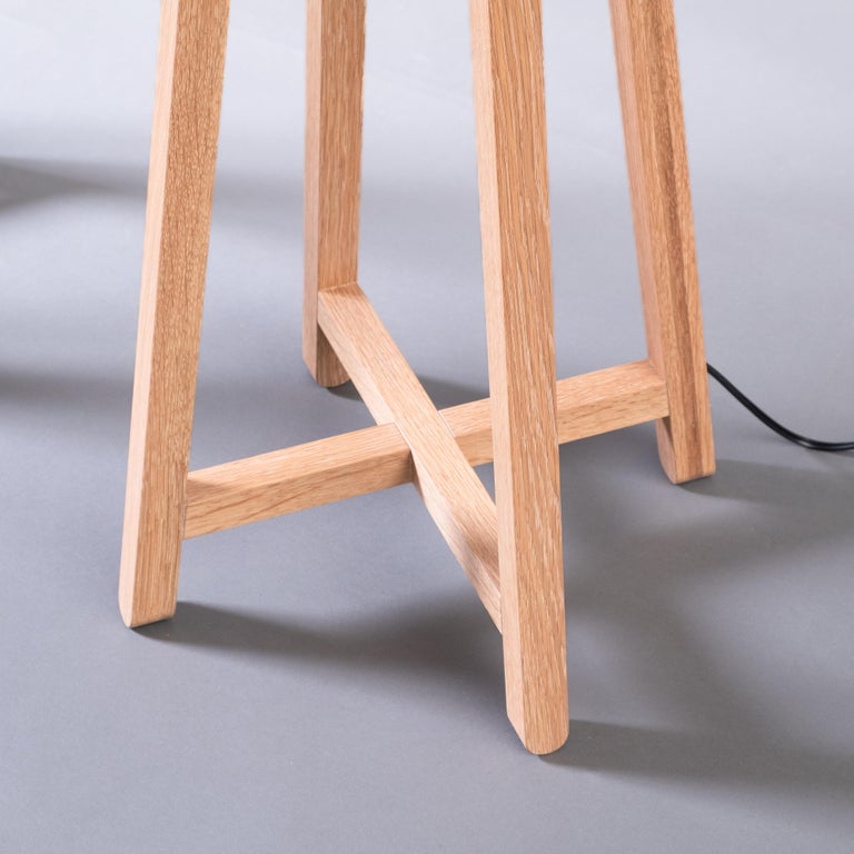 Modern 4-Legged Floor Lamp in White Oak with Conical Shade For Sale at ...