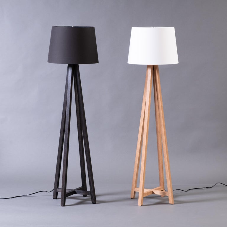 Modern 4-Legged Floor Lamp in White Oak with Conical Shade For Sale at ...