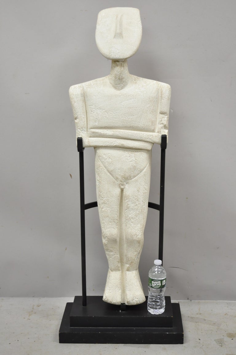 Greek Cycladic Idol 47" Tall Plaster Figure on Stand Statue Figurine ...