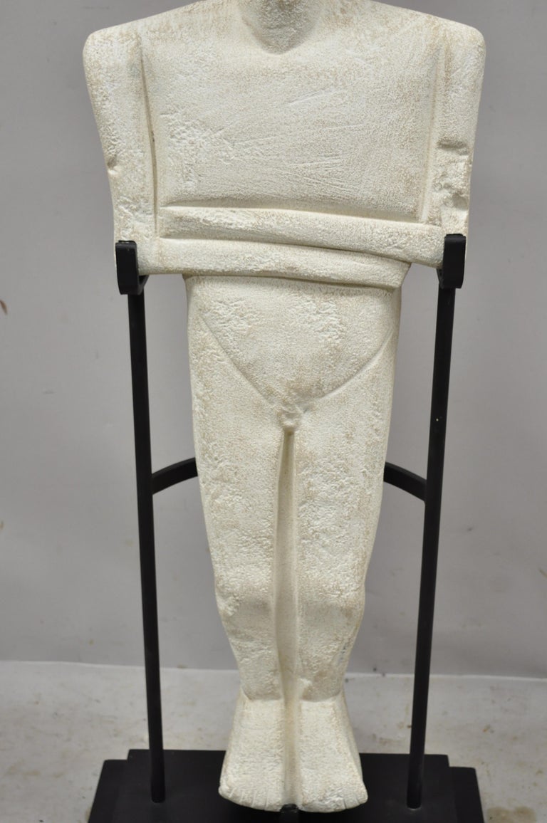 Greek Cycladic Idol 47" Tall Plaster Figure on Stand Statue Figurine ...