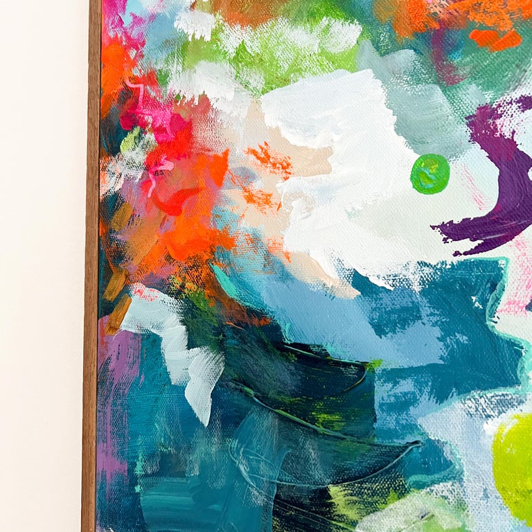 Modern Abstract Art - Cool Blues w/ Neon Pops of Color For Sale at 1stDibs