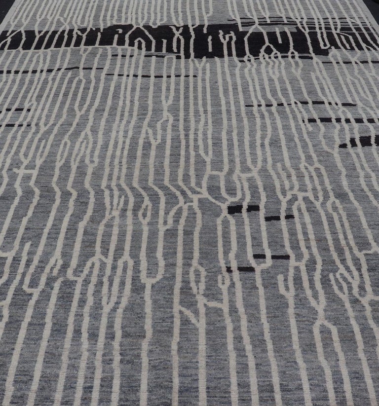 Modern Abstract Designed Rug in Wool with in Cream, Grey, and Charcoal ...