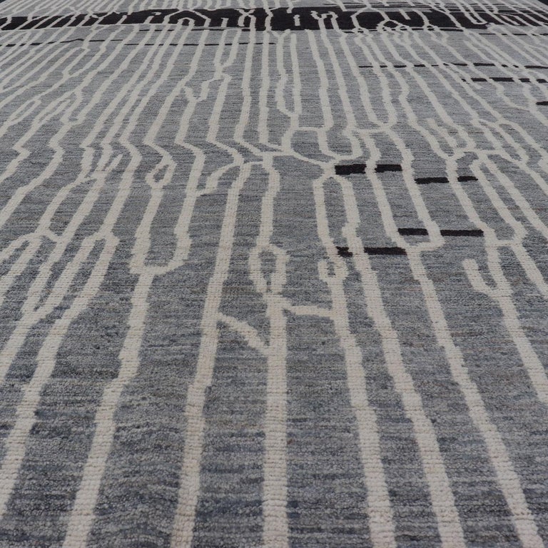 Modern Abstract Designed Rug in Wool with in Cream, Grey, and Charcoal ...