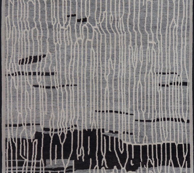 Modern Abstract Designed Rug in Wool with in Cream, Grey, and Charcoal ...
