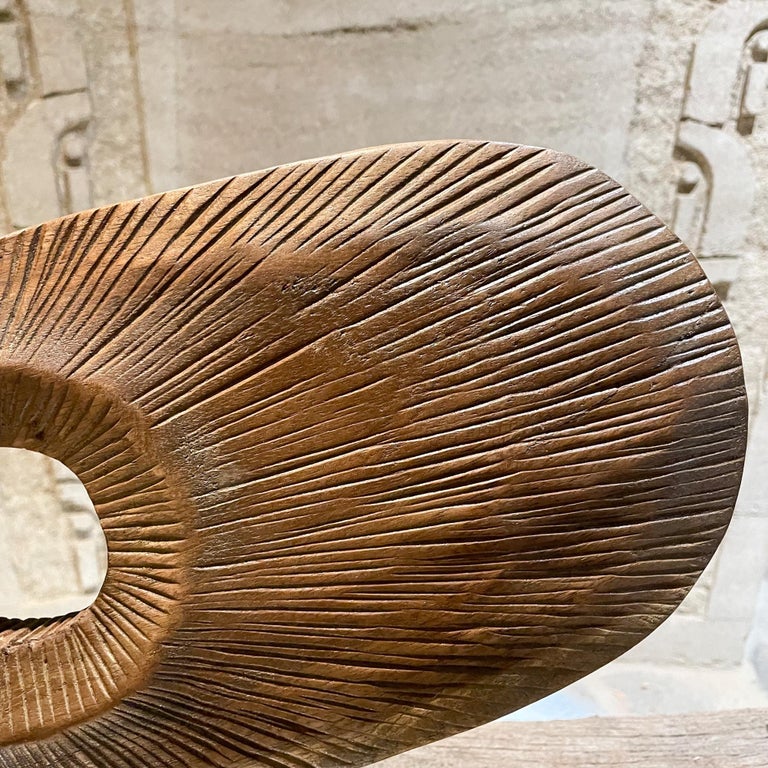 Modern Abstract Disc Sculpture Carved Wood on Lucite Base 1970s Mexico ...