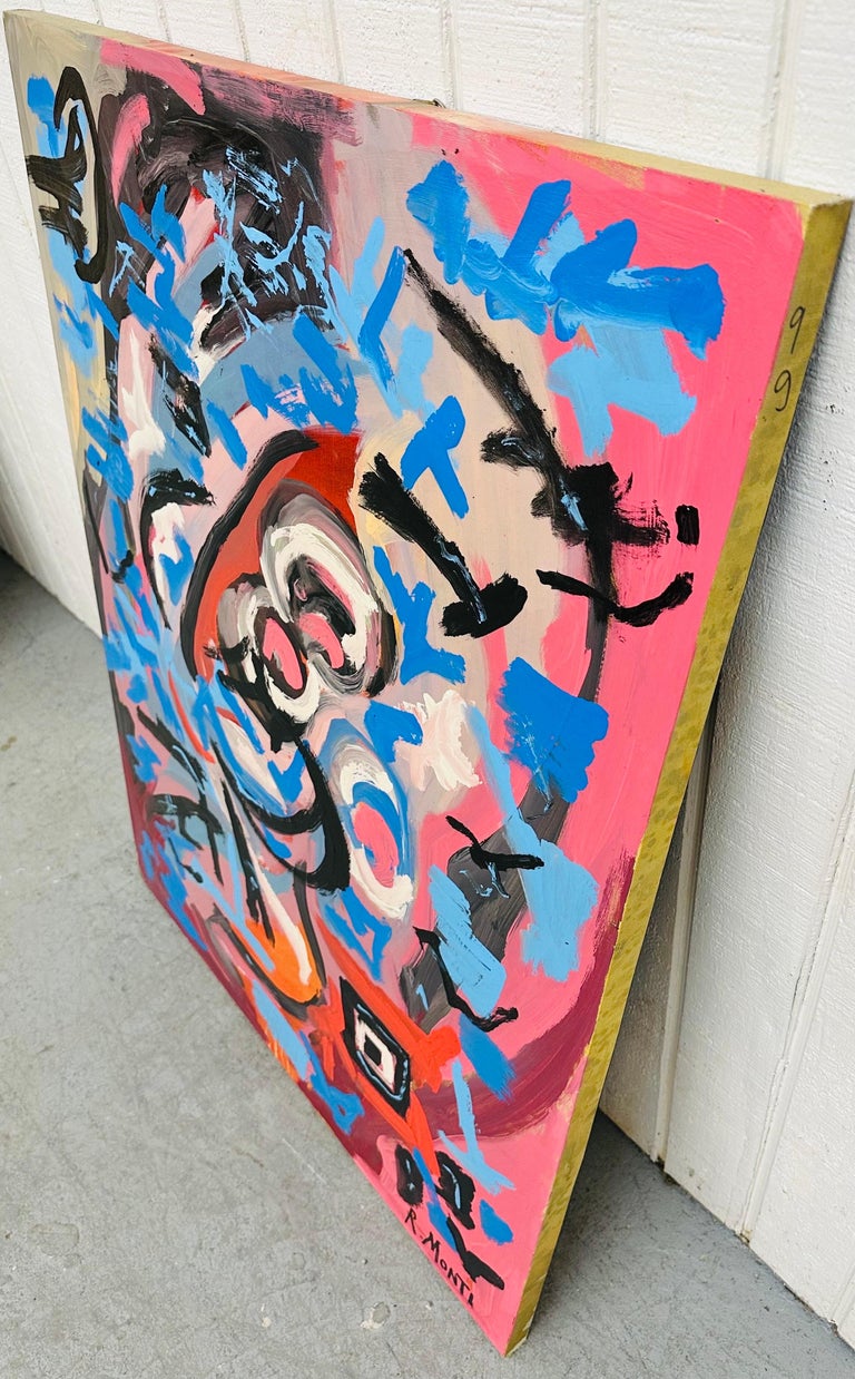 Modern Abstract Painting Signed R. Monti For Sale at 1stDibs