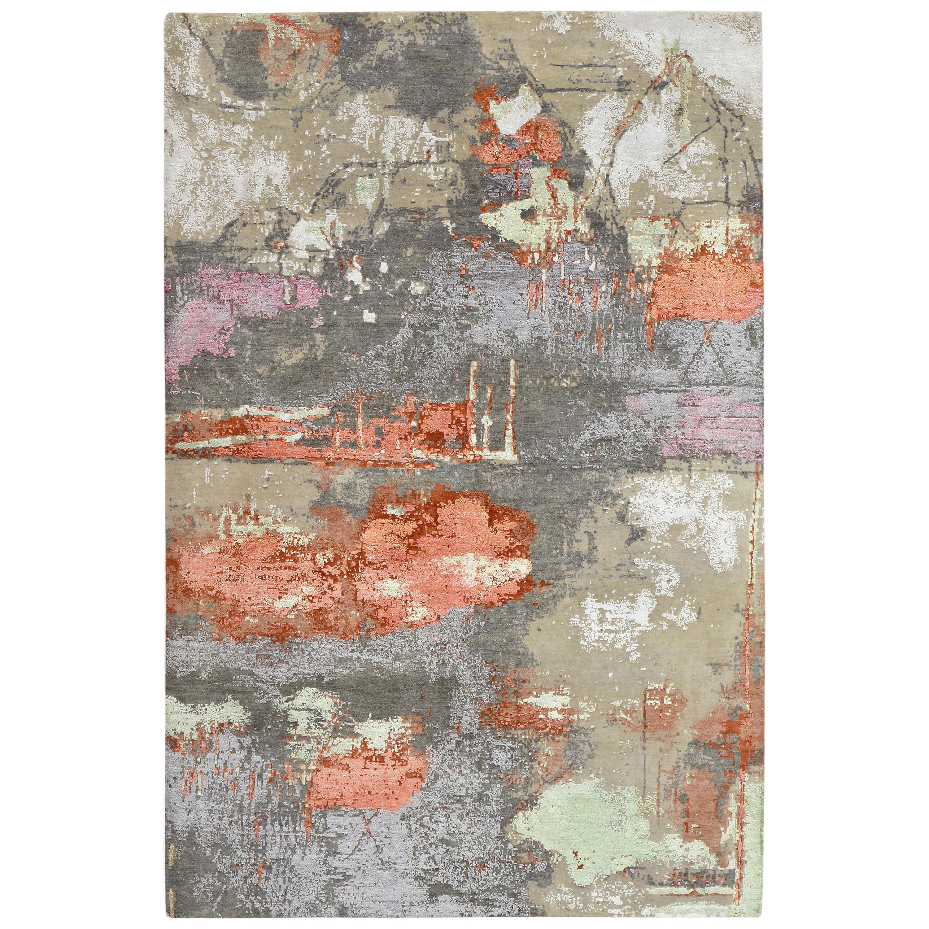 Modern Abstract Rug in Red and Beige Painterly Pattern by Rug and Kilim ...