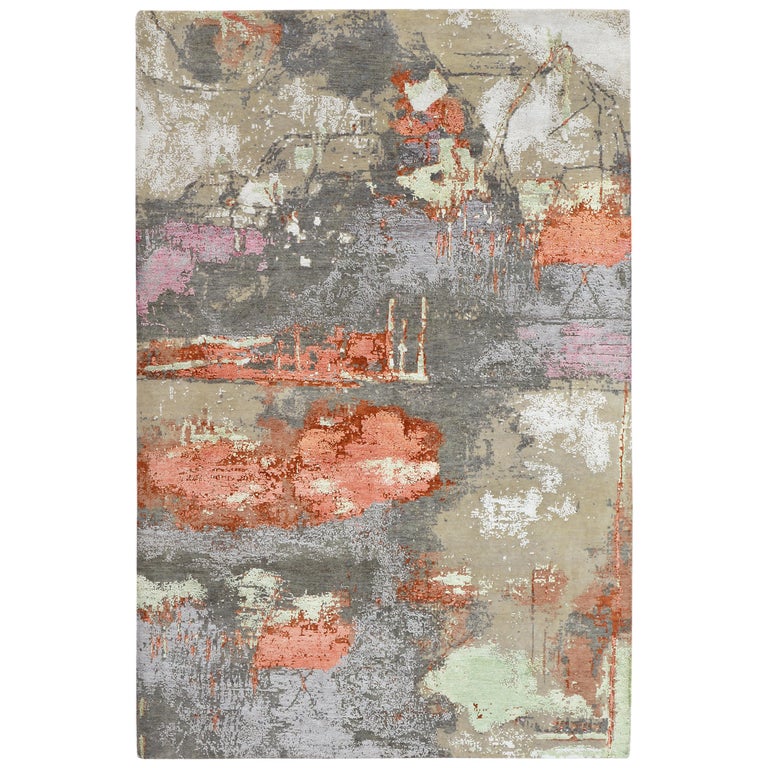 Modern Abstract Rug in Beige Gray and Red All-Over Pattern by Rug and ...