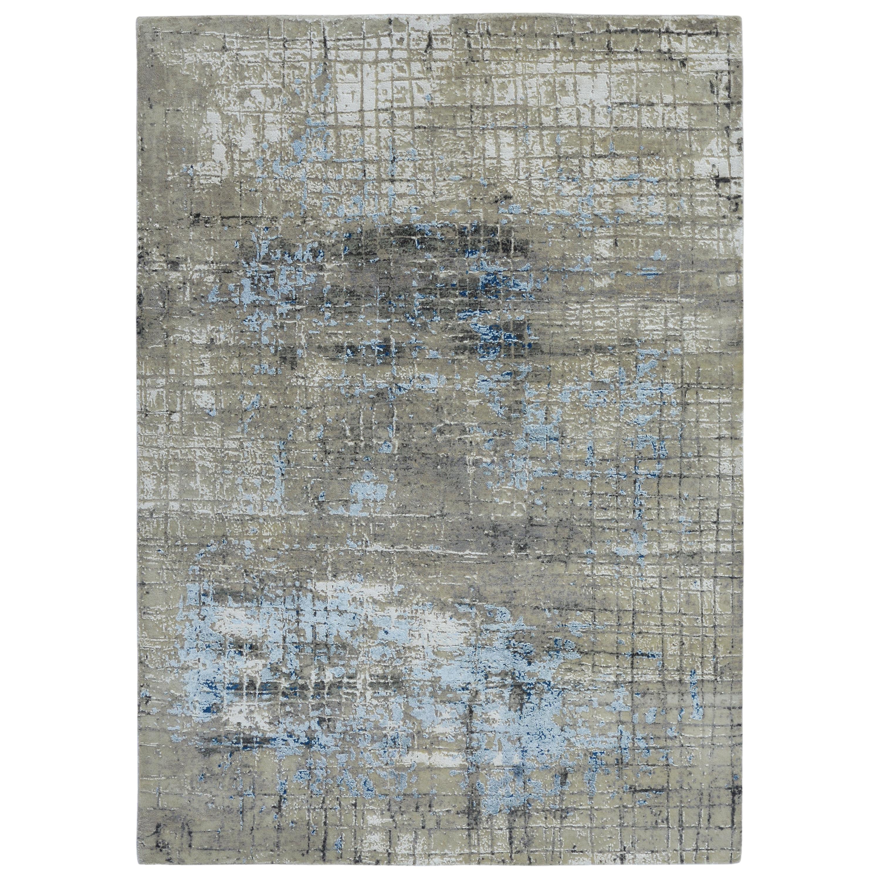 Modern Abstract Rug with Silver Gray and Blue All-Over Pattern by Rug ...