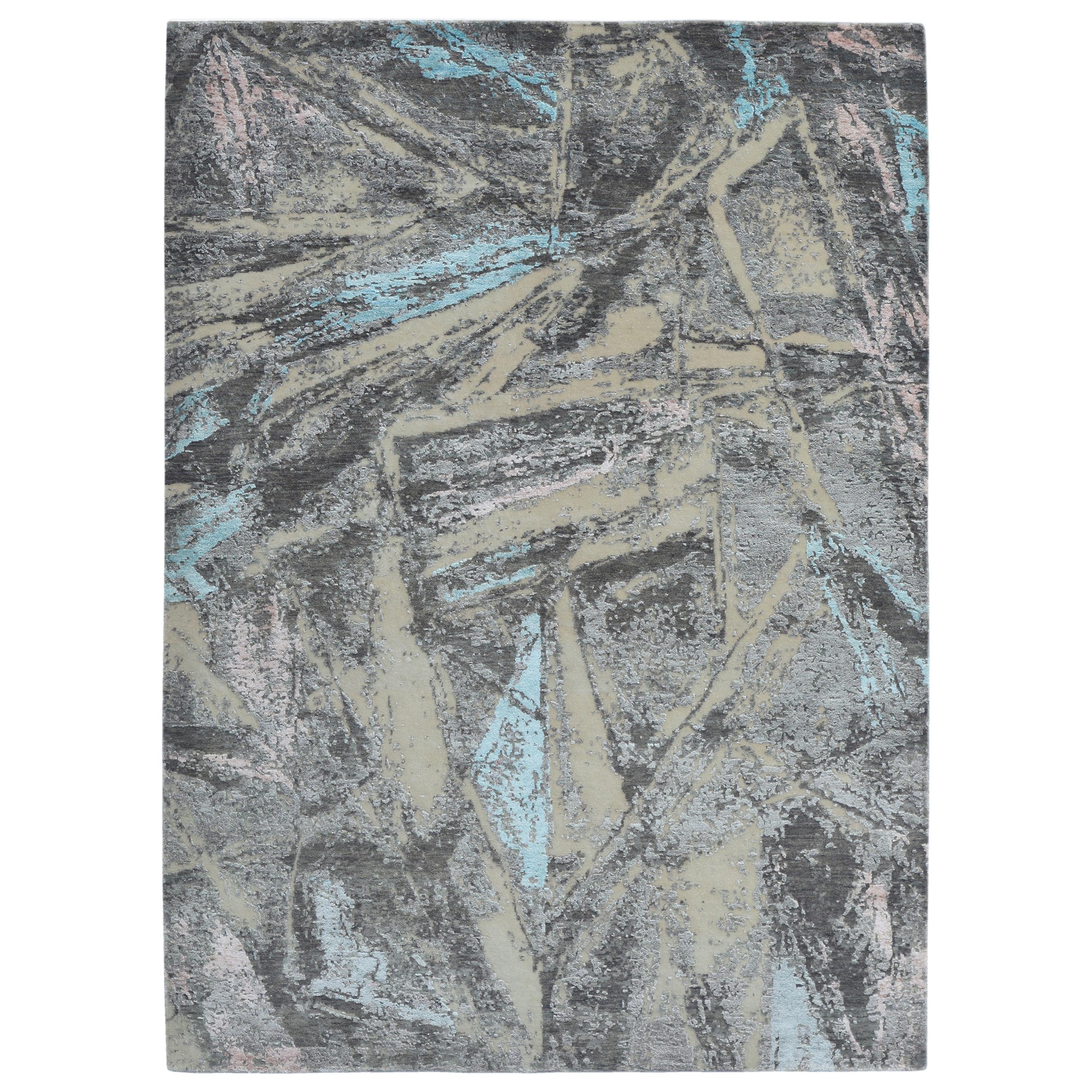 Modern Abstract Rug with Brown and White Distressed Pattern by Rug and ...