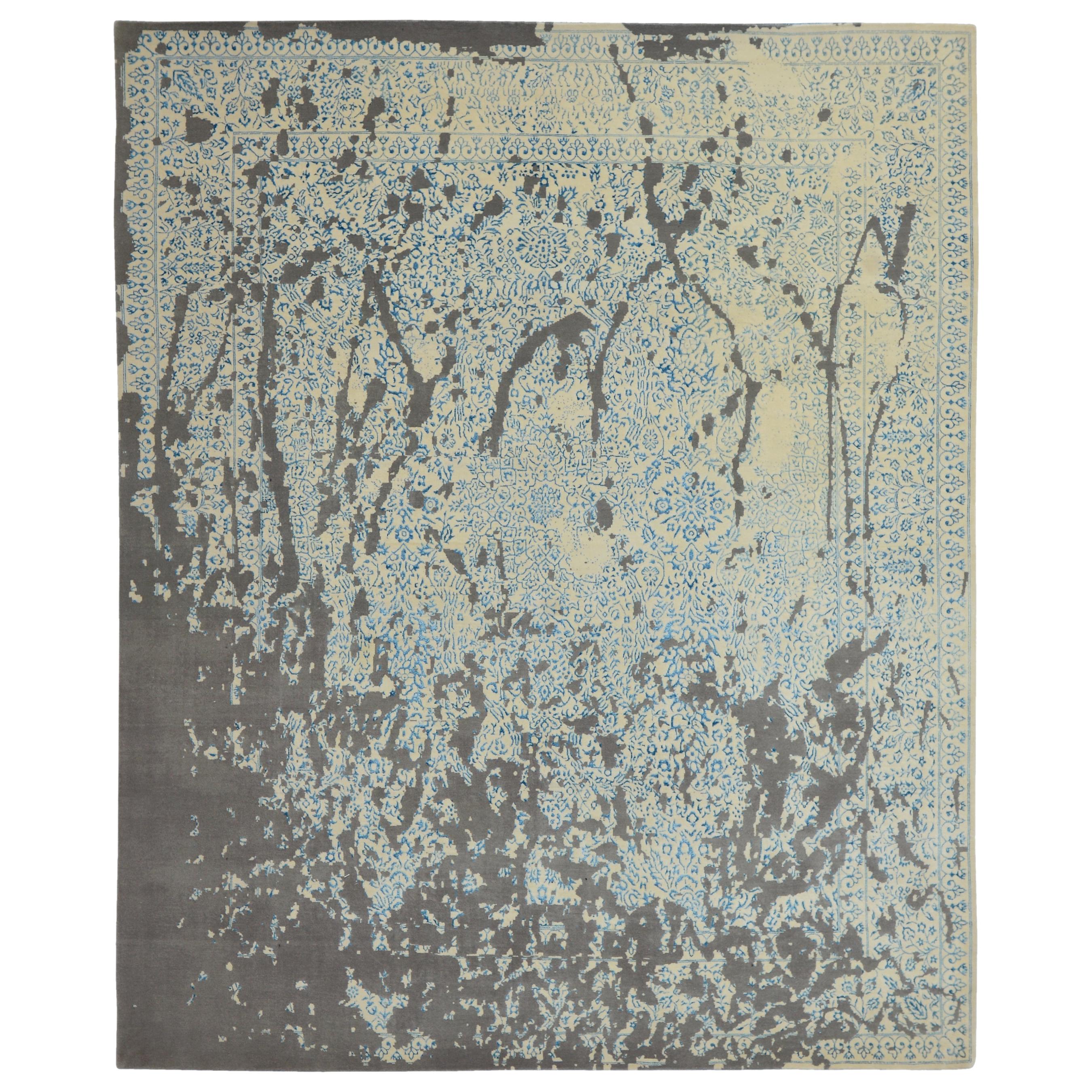 Modern Abstract Rug with Silver Gray and Blue All-Over Pattern by Rug ...